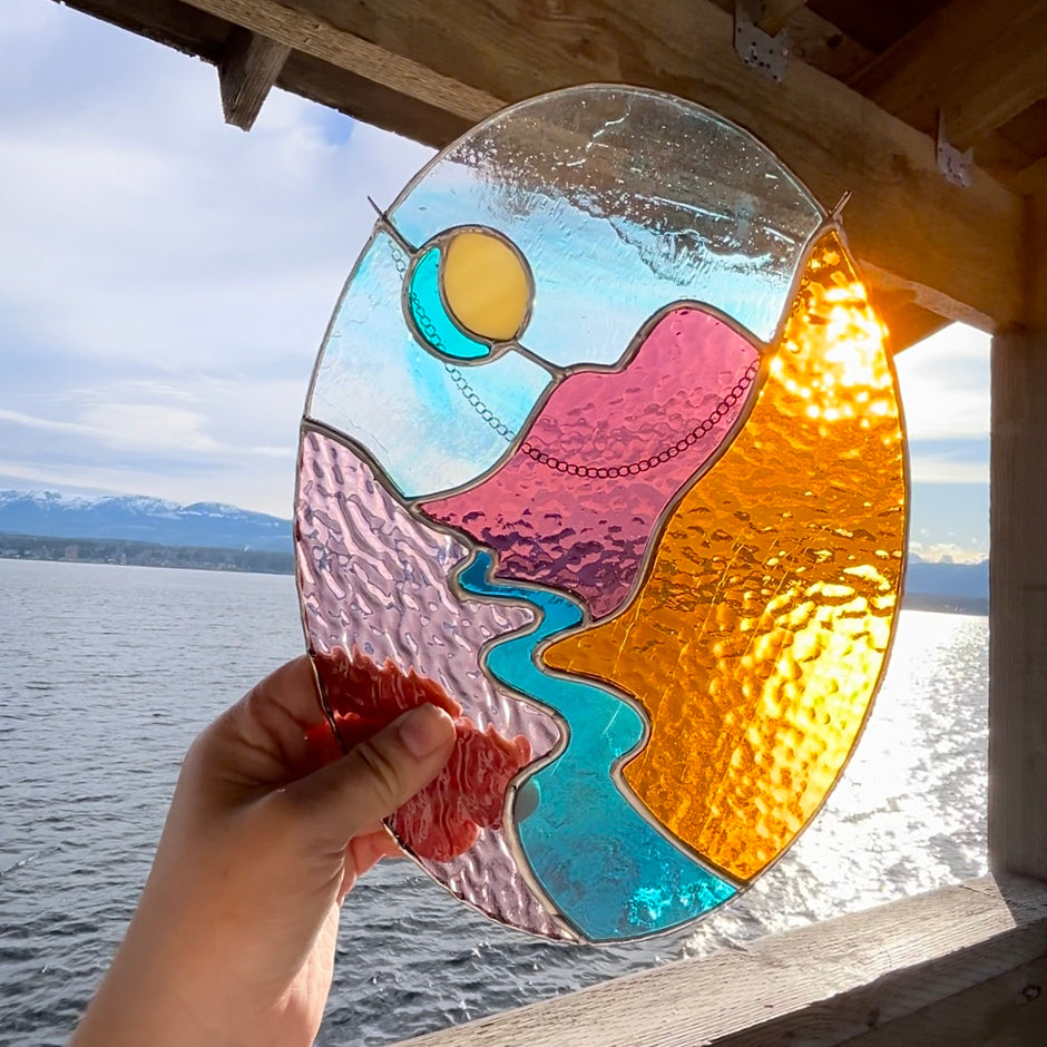 Stained glass for modern boho decor – Half Moon Glass